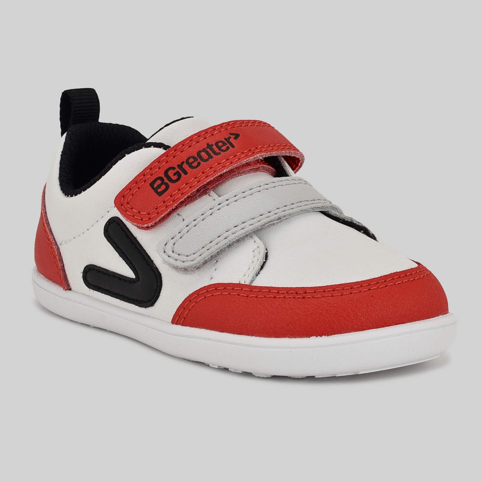 Edison Toddler Trainer - Red White | Kids Barefoot Shoes | BGreater