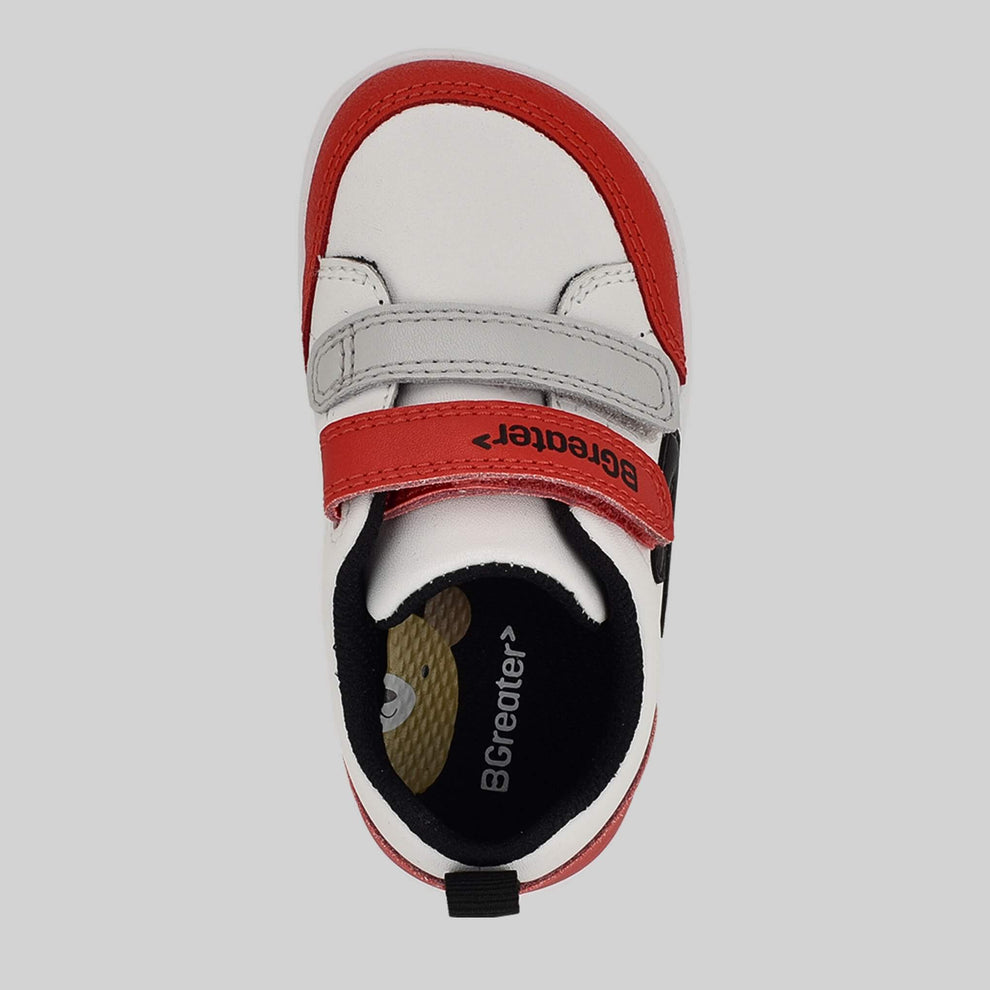 Edison Toddler Trainer - Red White | Kids Barefoot Shoes | BGreater
