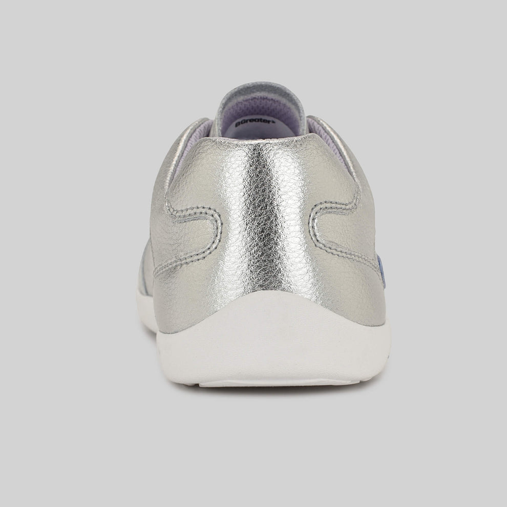 Girls Metallic Silver Polo Trainer | Kids Barefoot Shoes | BGreater