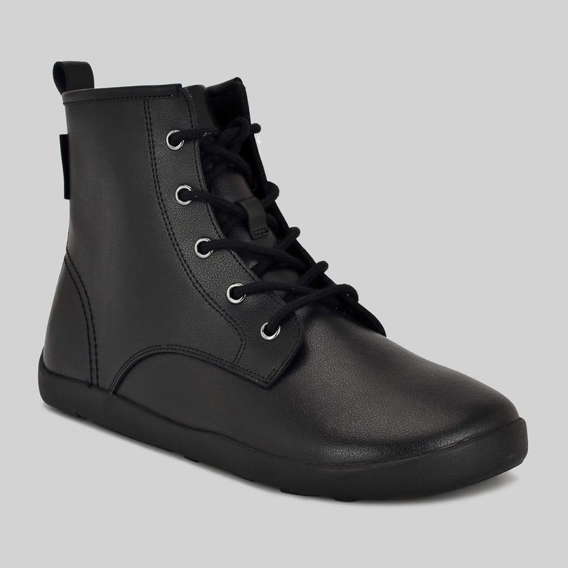Girls Black Laced Boots | Kids Barefoot Shoes | BGreater