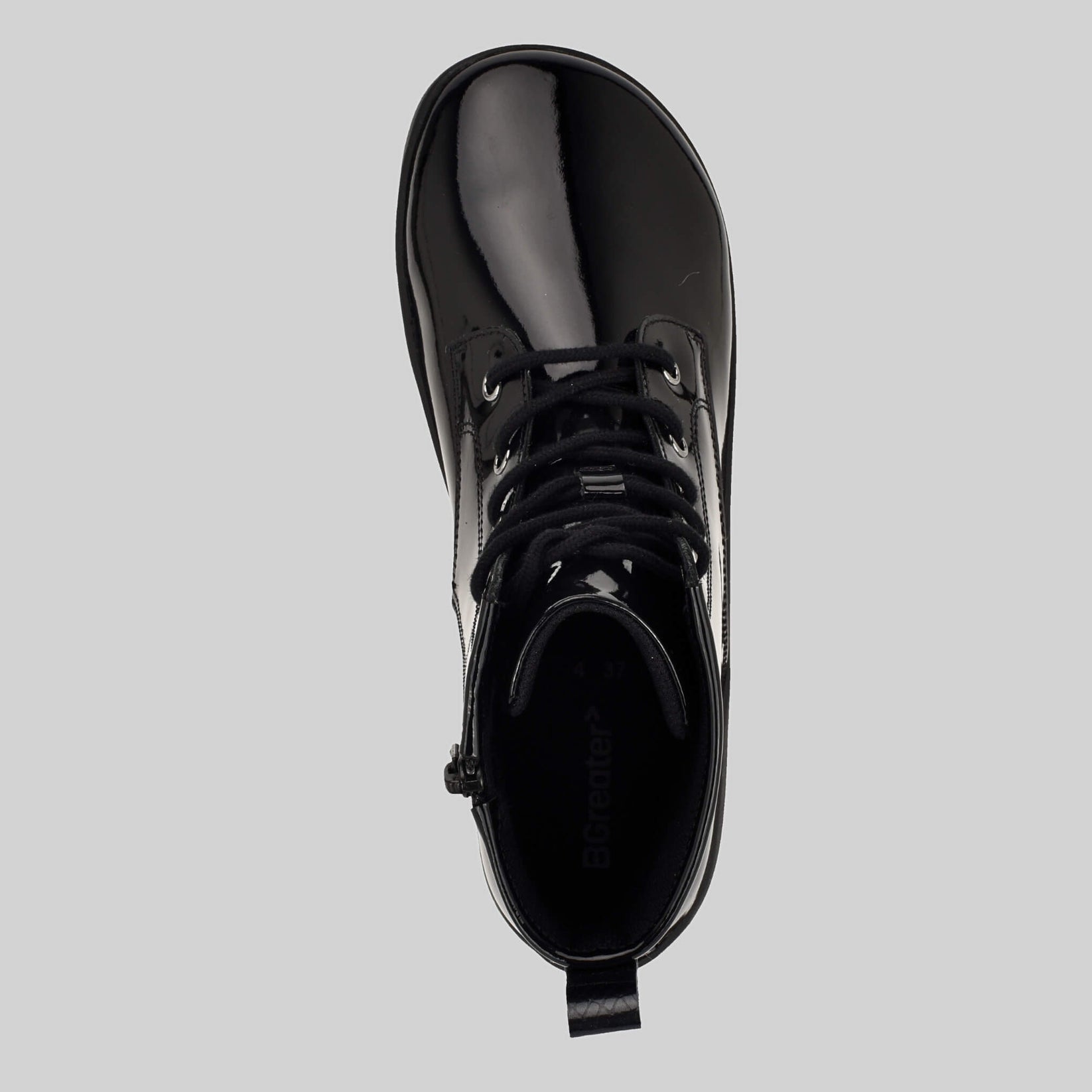 Girls Patent Black Laced Boots | Kids Barefoot Shoes | BGreater